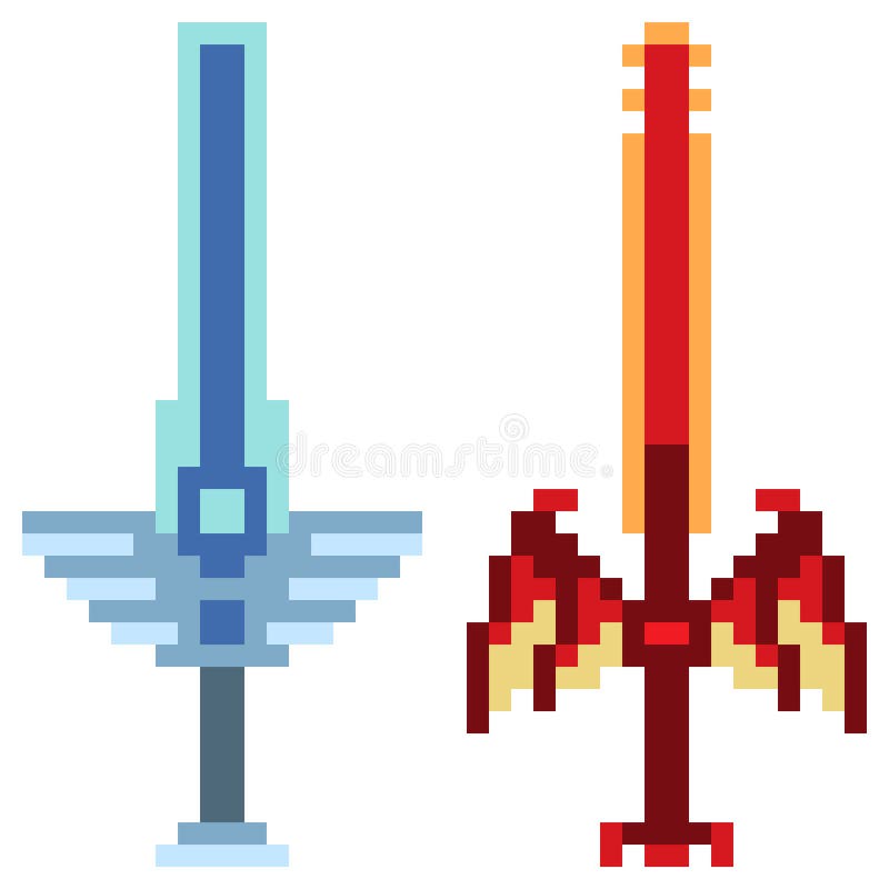 Illustration Pixel Art Icon Sword Fantasy Stock Vector - Illustration ...