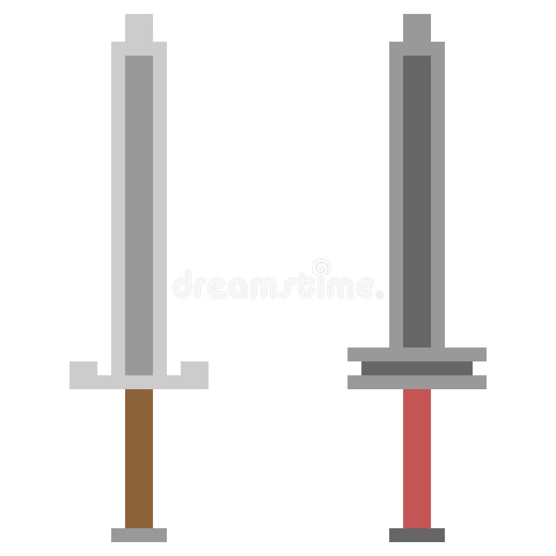 Illustration Pixel Art Icon Sword Stock Vector - Illustration of square ...
