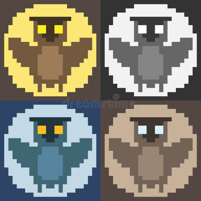 Illustration pixel art owl stock vector. Illustration of wing - 59875513