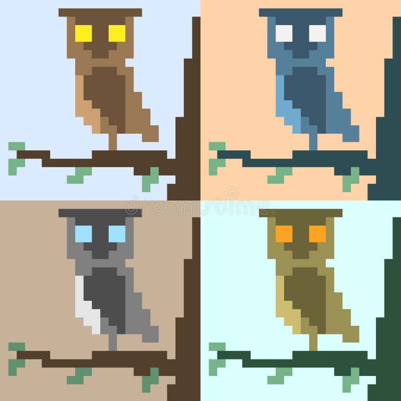 Illustration pixel art owl stock vector. Illustration of bird - 59875570