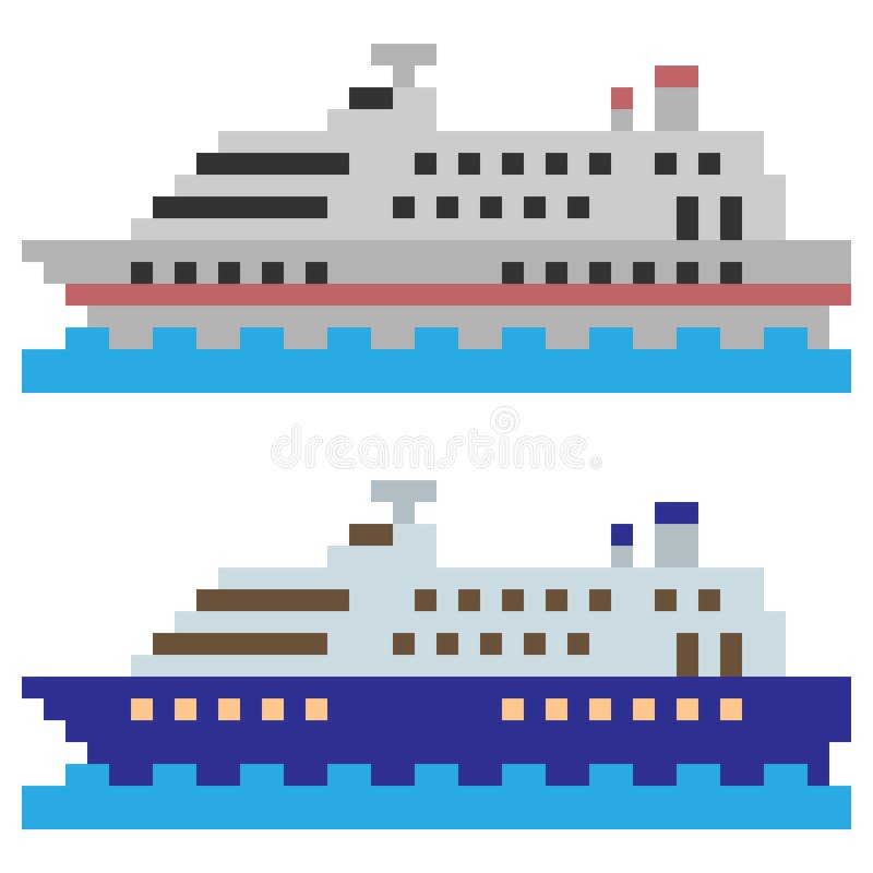 Illustration Pixel Art Ship Ocean Stock Vector - Illustration of ...