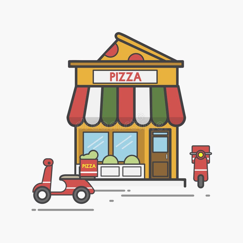 Pizza Shop.The Facade Of Shop Icon. Food Shop Vector Illustration ...