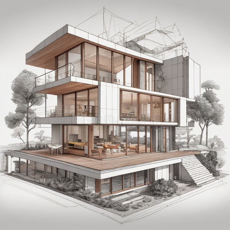 Illustration of a Plan Modern Residential Building Technology Industry ...