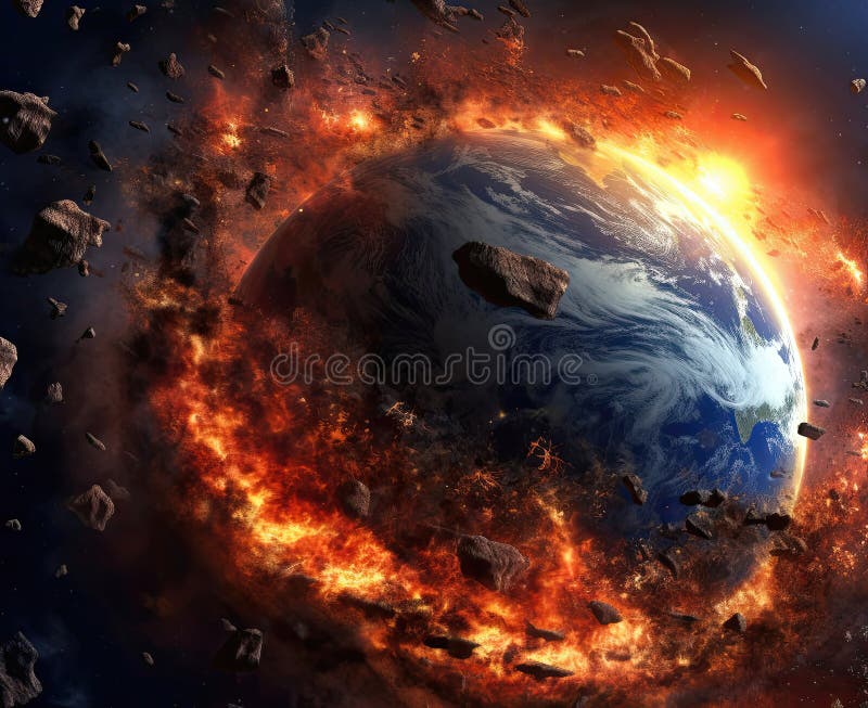 Illustration of the Planet Earth Burning. Burning World Earth Stock ...