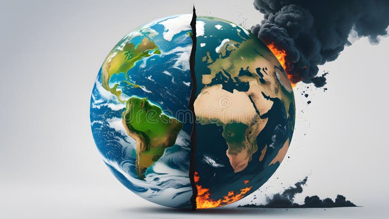 An Illustration of Planet Earth Cut in Half Vertically. One Side Shows ...