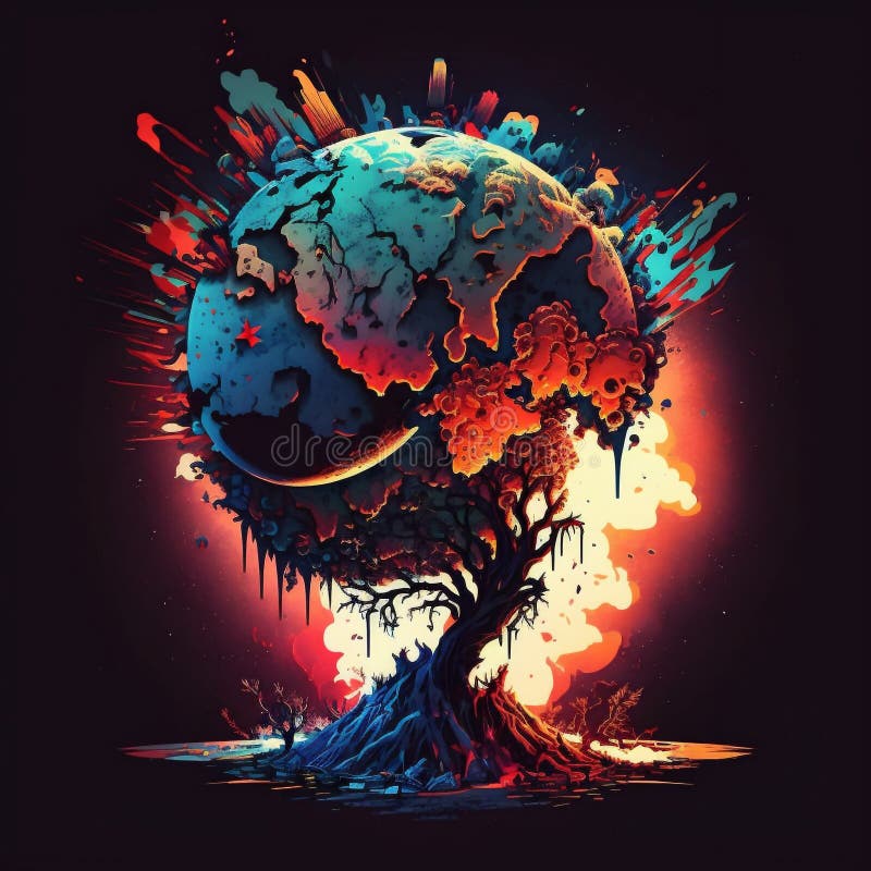 A Devastated and Broken Planet Earth Stock Illustration - Illustration ...
