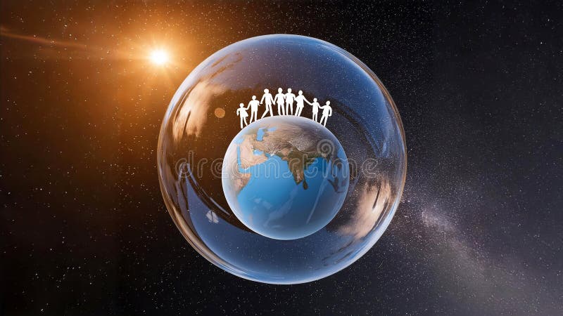 Illustration of Planet Earth and a Group of People Connecting To ...