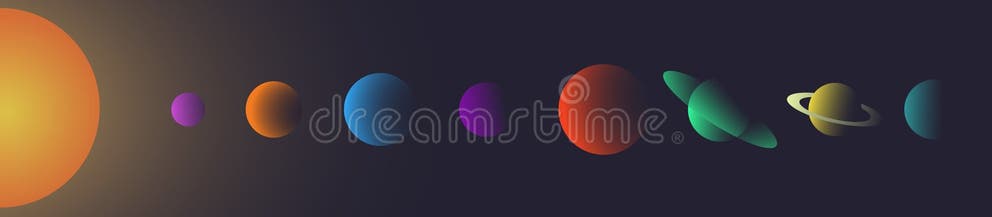 Illustration of the Planets of Our Solar System. Vector Gradient Stock ...