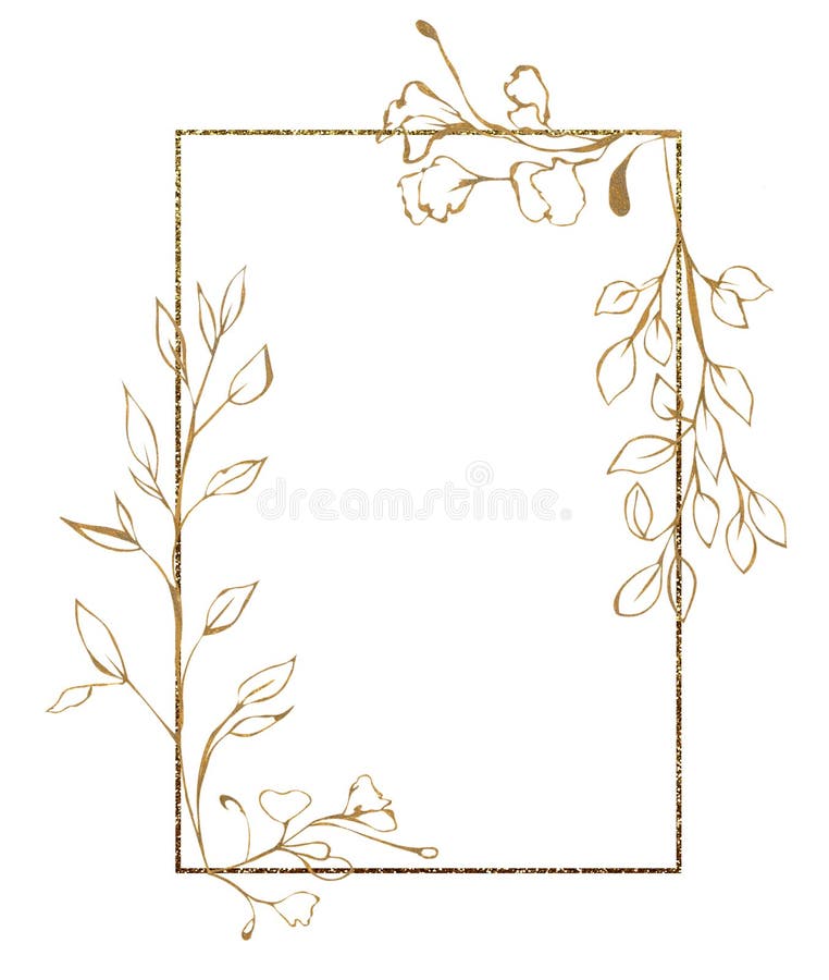 Illustration of a Plant Branch in the Form of a Colored Floral Frame of ...