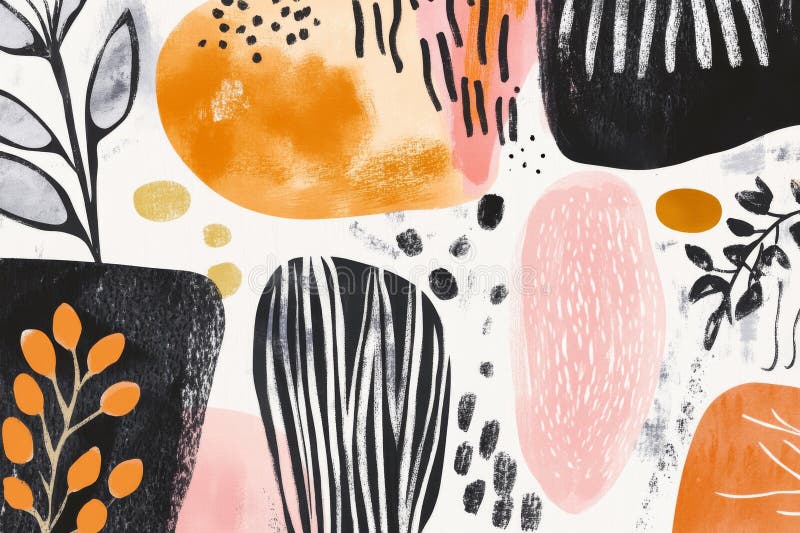 Illustration of Plant Forms Using Organic Shapes and Lines Stock Photo ...