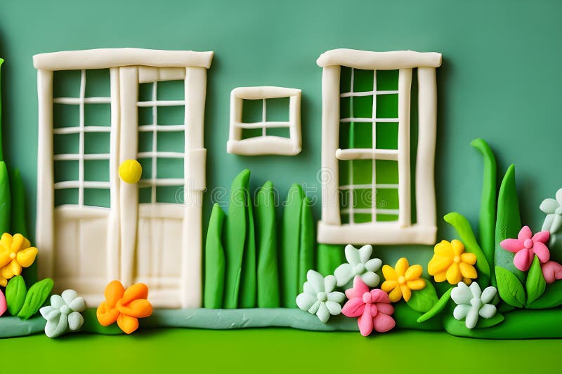 Illustration of Plasticine House Design Elements, Exterior View ...