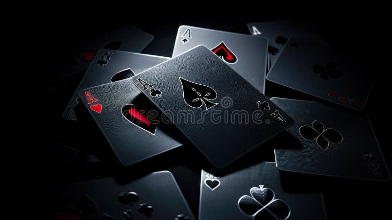 Illustration of Playing Cards on Black Background with Shallow Depth of ...