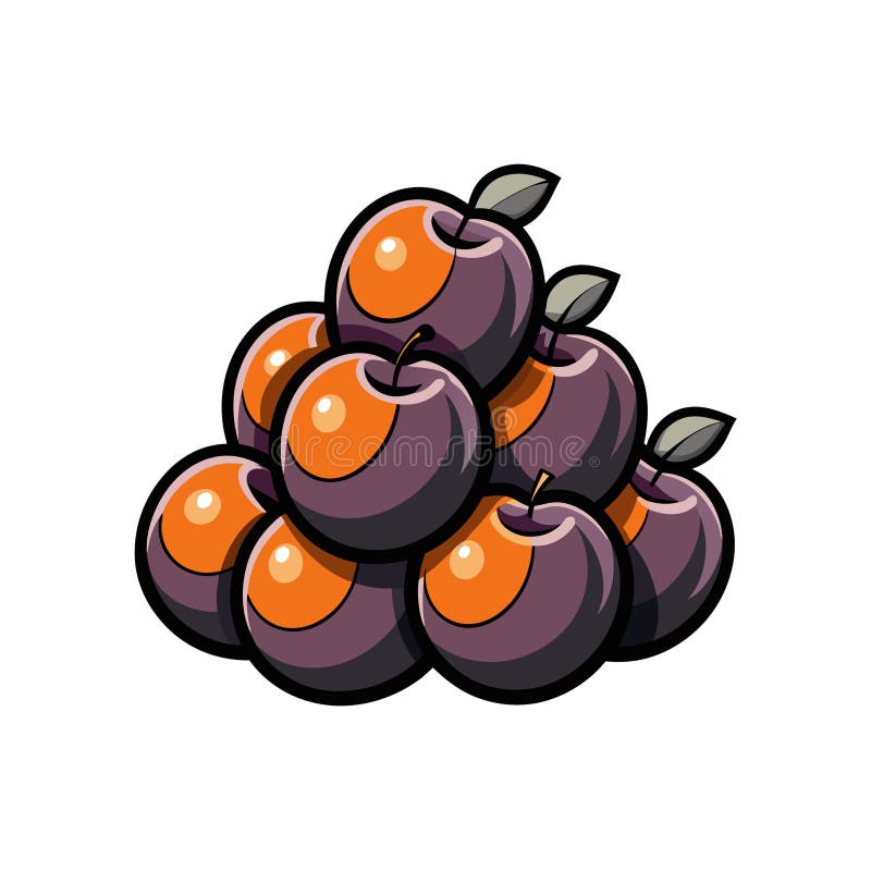 Illustration of Plums Stacked in a Pyramid Stock Image - Illustration ...