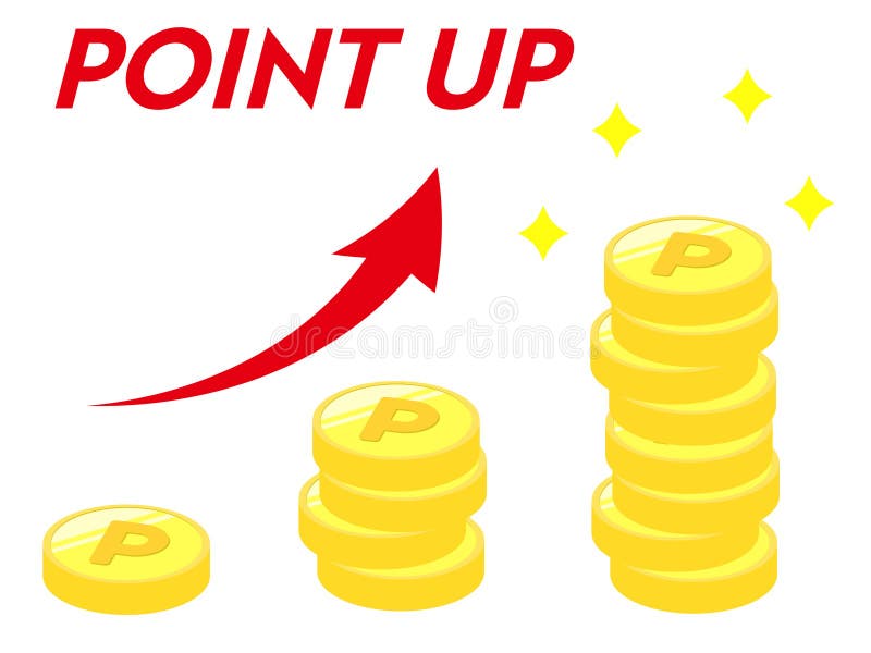 Illustration of Points Accumulating and Increasing As Coins. Stock ...