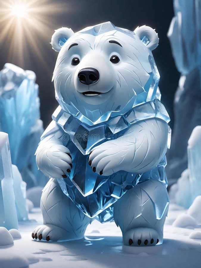 Illustration of Polar Bear with Big Ice Stock Illustration ...