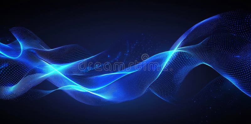 This Illustration of Polygon Wave Structure with Dots Wave Wireframe ...