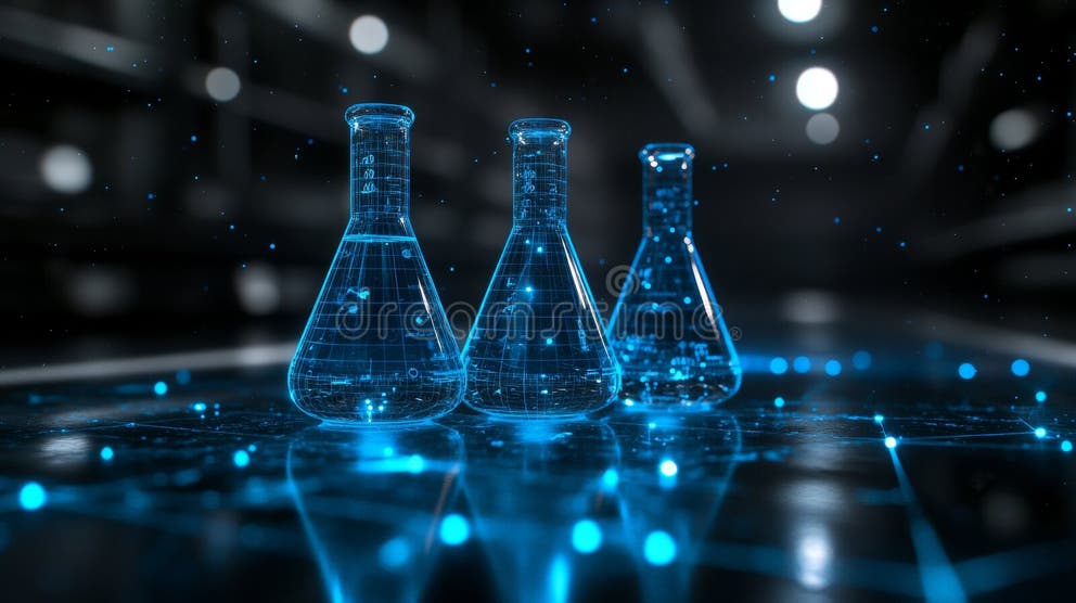 An Illustration of a Polygonal Lab on a Blue Backdrop, Offering Space ...