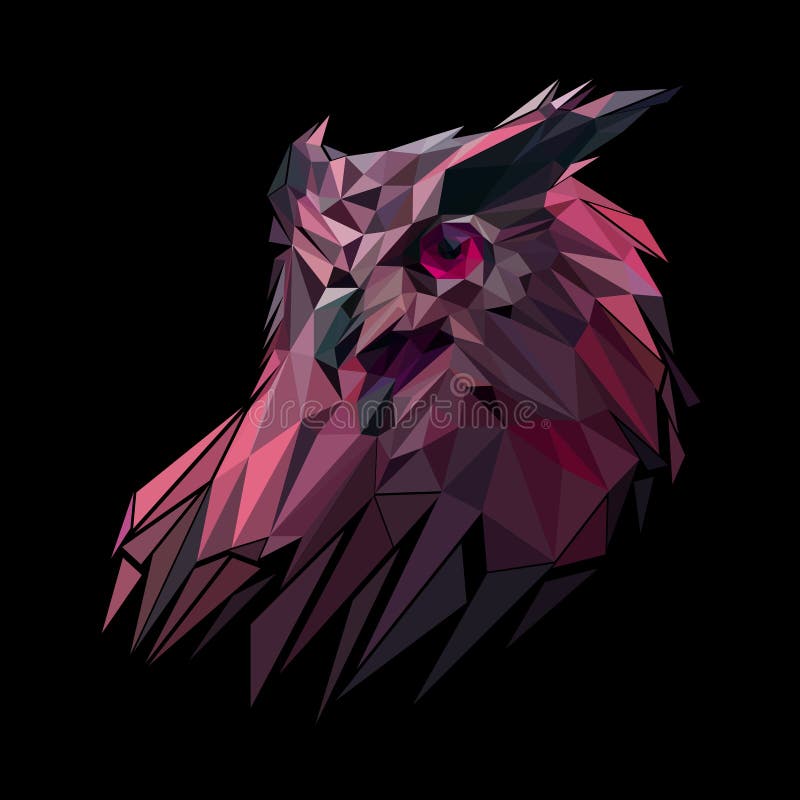 Illustration Polygonal Owl Head Design Stock Vector - Illustration of ...