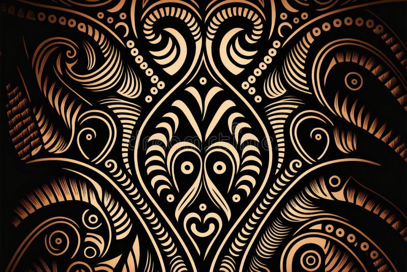 Polynesian Maori Tribal Seamless Pattern Background, Highly Detailed ...