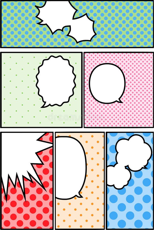 Illustration of a Pop Color Cartoon Frame with Dot Pattern with Comic ...