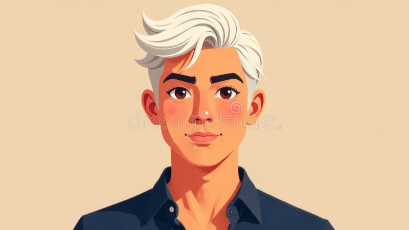Illustration of Portrait Avatar of Guy with White Hair in Front of ...