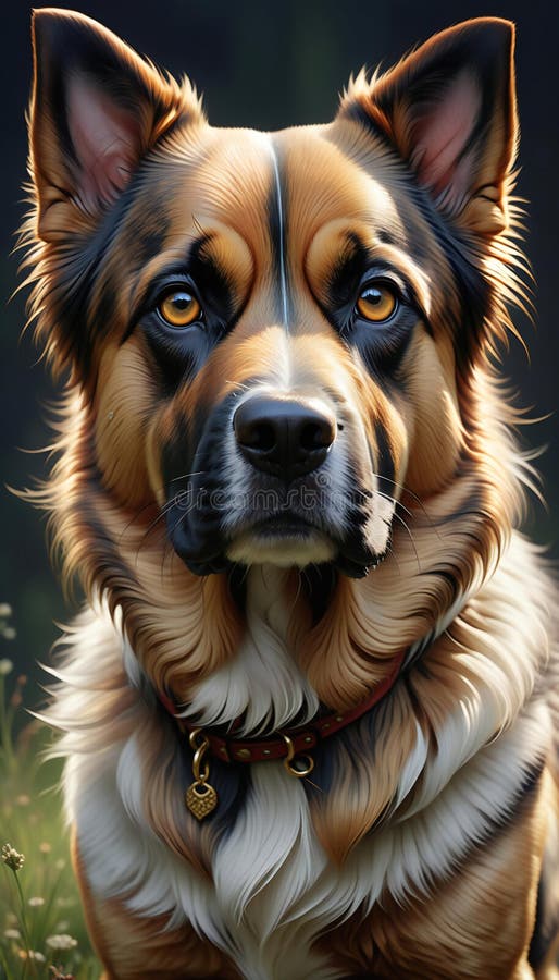 Portrait of a Beautiful German Shepherd Dog on the Nature Stock ...