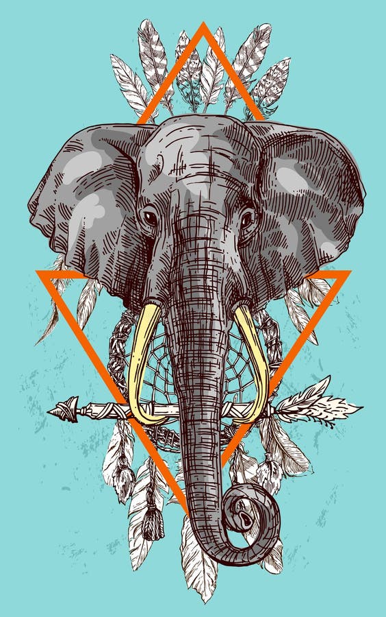 Illustration Portrait Of Elephant Stock Vector - Illustration of india ...
