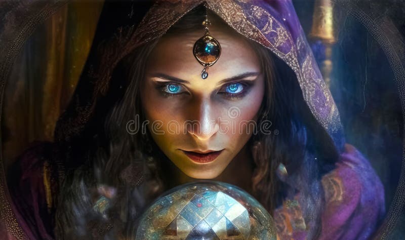 Illustration of a Portrait of a Fortune Teller with a Magic Ball. Stock ...