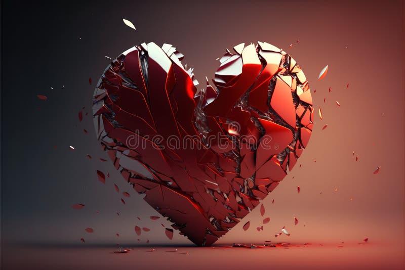 Heartbreak Illustration with Red Shattered Glass Texture Stock ...