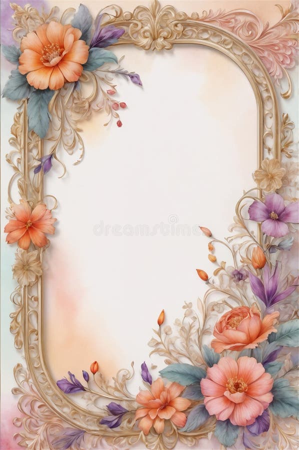 Illustration - a Postcard with Flowers in a Frame with an Empty Field ...