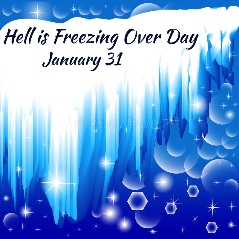 Postcard Hell is Freezing Over Day with Ice and Icicles Stock Vector ...