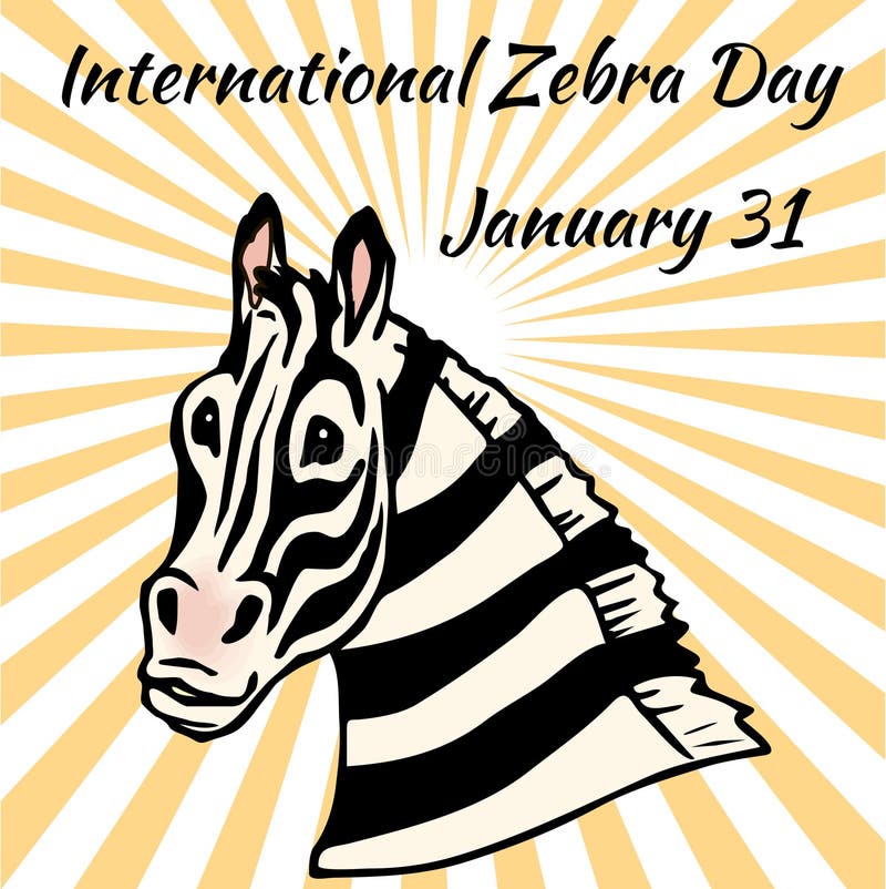 Postcard International Zebra Day January 31 Stock Vector - Illustration ...