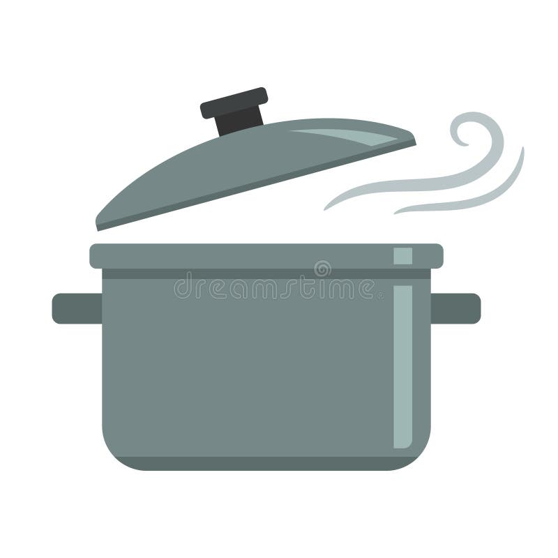 Illustration of a Pot and Lid with a Steam in Flat Style. Vector. Stock ...