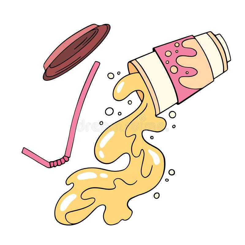 Illustration of Pouring Soda from a Glass with a Lid and a Straw in a ...