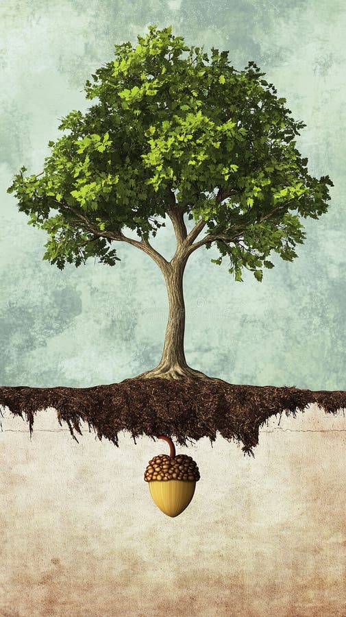 Illustration of the Power of Compound Interest with a Small Acorn ...