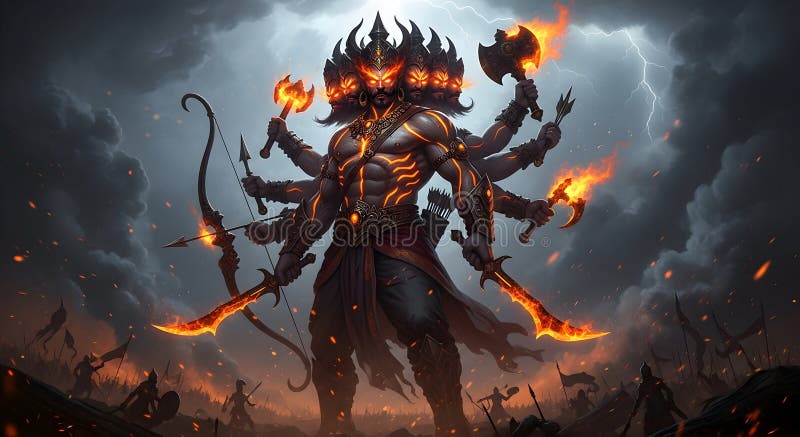 Illustration of Powerful Mythological Warrior with Multiple Arms ...