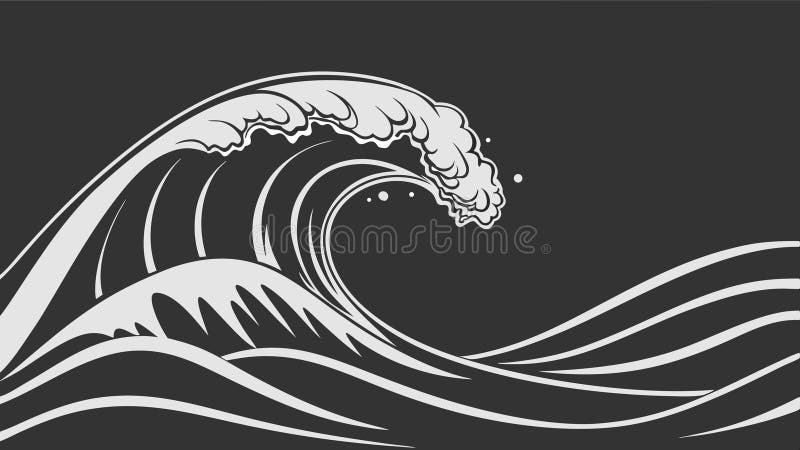 Dramatic Grey Ocean Wave Illustration Vector Design Generative AI Stock ...