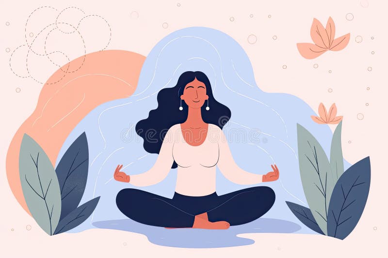 Illustration Practicing Meditation or Mindfulness for Mental and ... Illustration Practicing Meditation or Mindfulness for Mental and ...