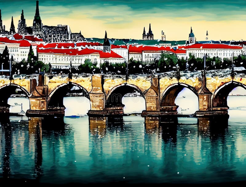 Illustration of Prague stock illustration. Illustration of skyline ...