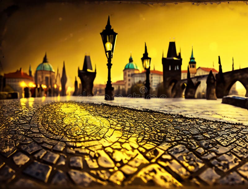 Illustration of Prague stock image. Image of boat, prague - 300096157