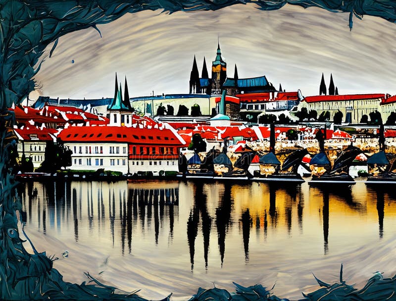 Illustration of Prague stock image. Image of tourism - 300096265