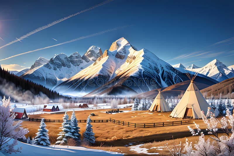 Illustration of Prairie with Native American Wigwam Camp Stock ... Illustration of Prairie with Native American Wigwam Camp Stock ...