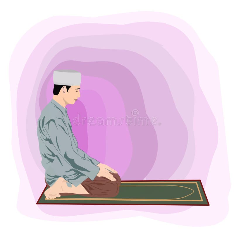 Illustration of Prayer for a Muslim Man is Performing Prayer with Worship Clothes Stock ...