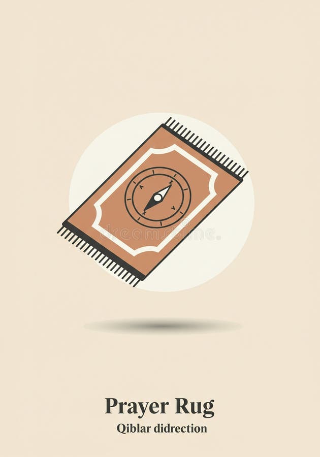 Illustration of a Prayer Rug Featuring a Central Compass Design ...