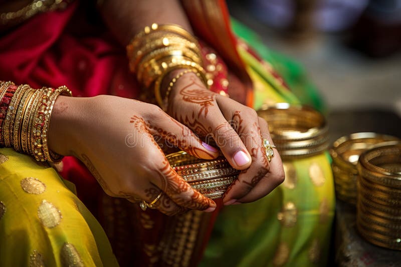 Illustration of at a Pre Wedding Ceremony a Lady Bangle Seller ...
