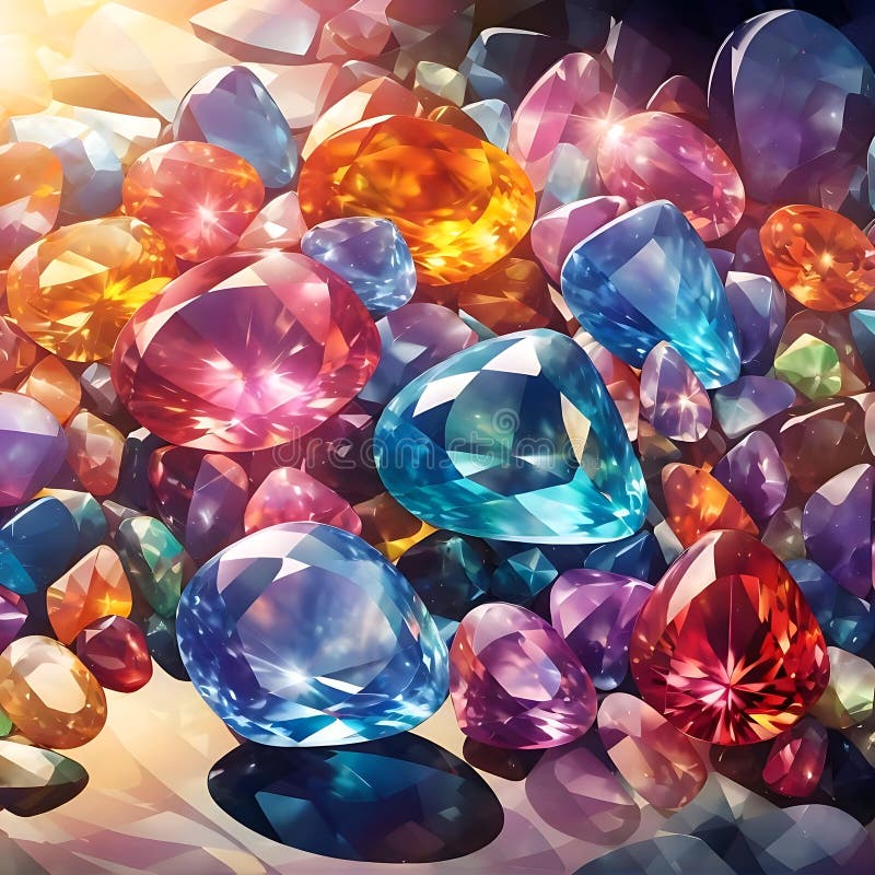 Illustration of Precious and Colorful Stones. Generated by AI. Stock ...