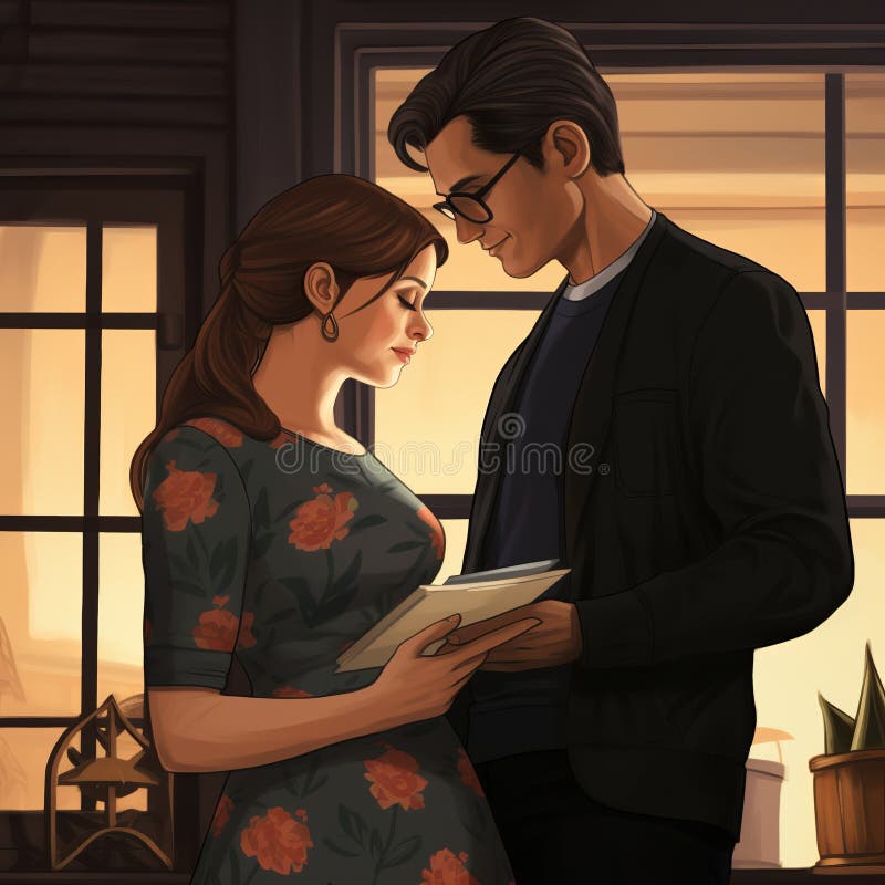 Illustration of a Pregnant Smart Wife, Generative Ai Stock Illustration ...
