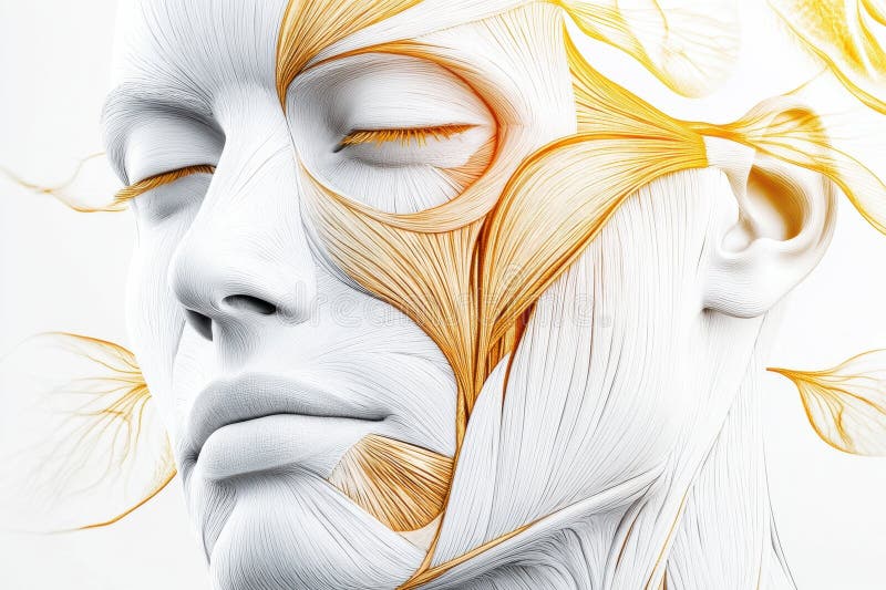 Detailed Anatomical Illustration Showcasing Facial Muscles and Contours ...