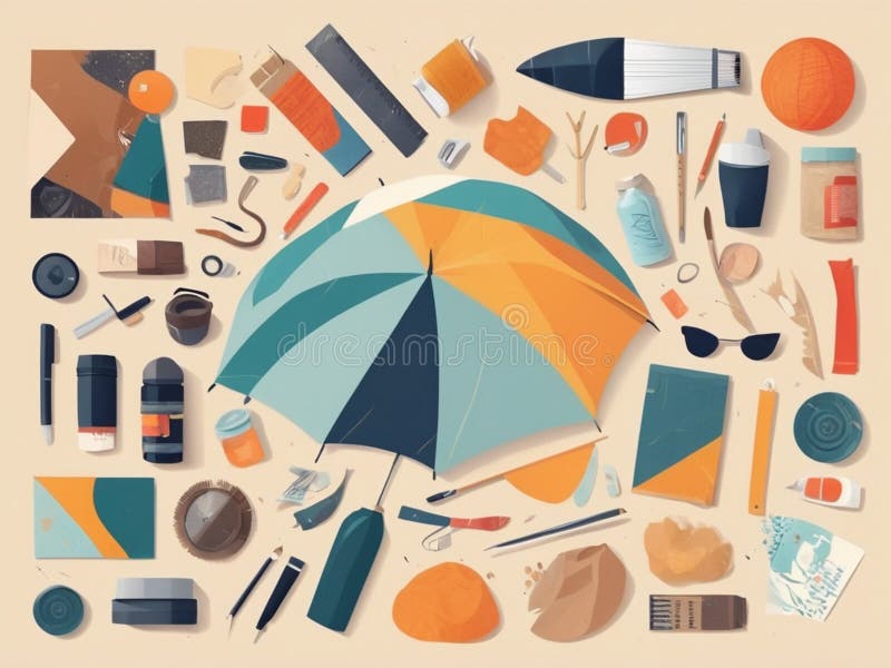 Randomly Arranged Assortment of Items Stock Illustration - Illustration ...