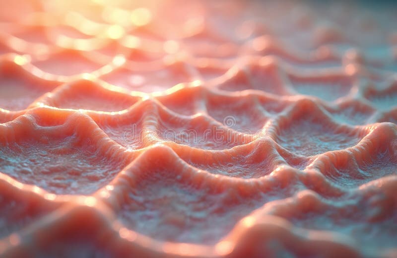 Illustration Presents Skin Surface Under Microscope with Cells in Close ...